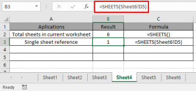 How to use the SHEETS function in Excel