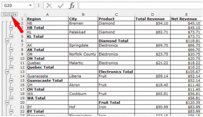 Coloring Subtotal Levels in Different Colors in Microsoft Excel
