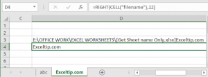 How to get Name of the Sheet in a Cell in Excel