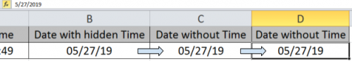 Remove TimeStamp in Excel