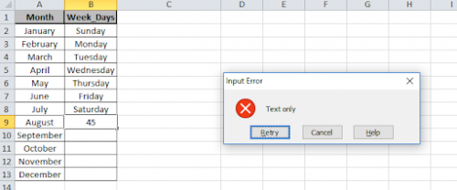 Validation Of Text Entries In Microsoft Excel