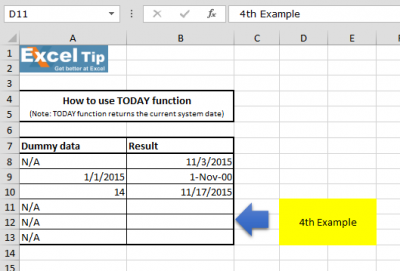 Insert Current Date into a Cell in Excel