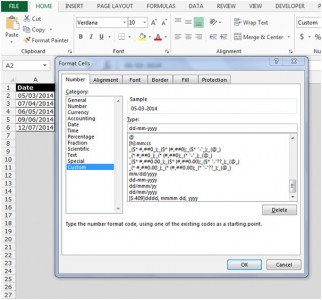 Change slash separator in date with period in Microsoft Excel 2010