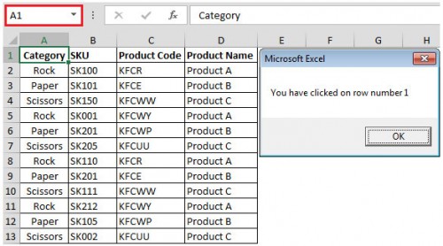 How To Get Row Number By A Single Click Using Vba In Microsoft Excel 2010
