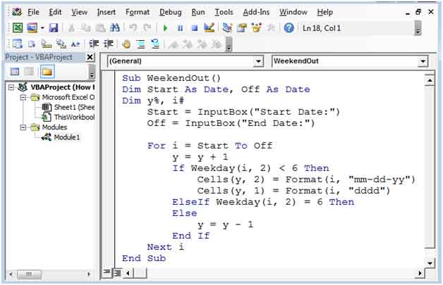 How To Automatically Enter Weekdays Using Vba In Microsoft Excel 2010