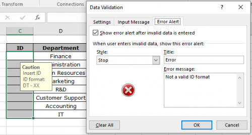 Data Validation in Excel