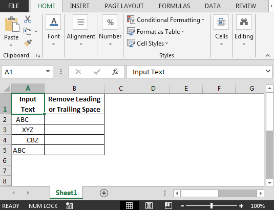 How To Remove Leading or Trailing Space in Excel 2013 How To Remove Leading or Trailing Space in Excel 2013