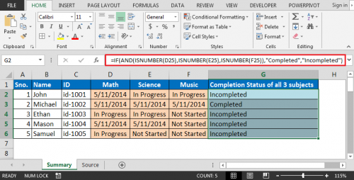 Extract Student Summary Data from Another Sheet Based on Various Status in Microsoft Excel