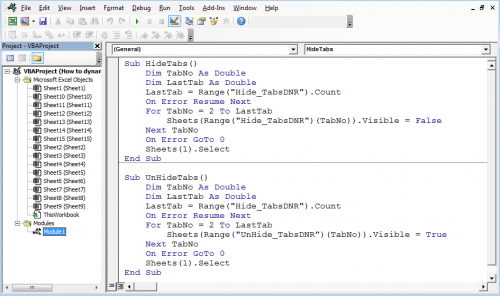 How To Dynamically Hide Or Unhide Multiple Tabs Using Vba In Excel