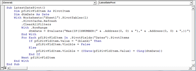 How To Select Latest Date From Pivot Table Using Vba In Microsoft Excel