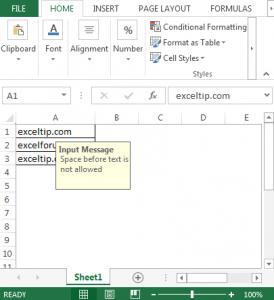 Data Validity to Prevent Space before Text in Microsoft Excel