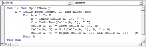 How to Split Column through VBA