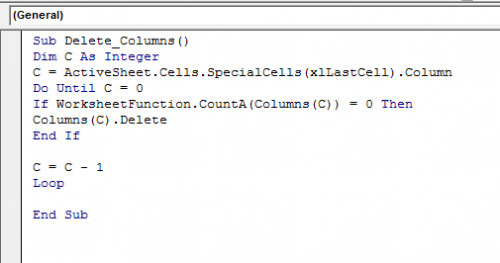 How To Delete Empty Columns Through Vba In Microsoft Excel