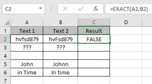 How to use EXACT function in Microsoft Excel