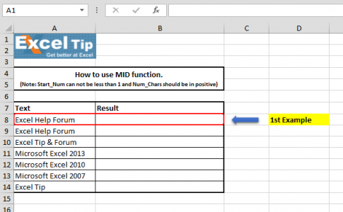 How to use MID function in Microsoft Excel