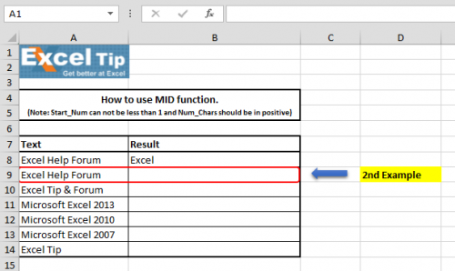How to use MID function in Microsoft Excel