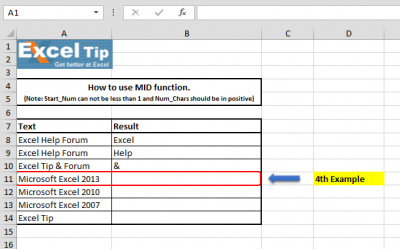 How to use MID function in Microsoft Excel