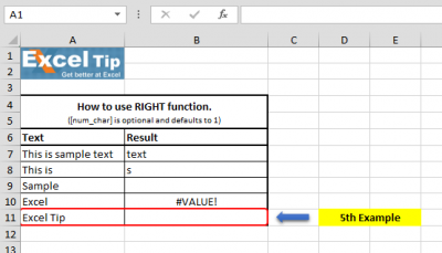 How to use RIGHT function in Excel