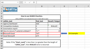 How to use SEARCH function in Microsoft Excel