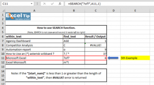 How to use SEARCH function in Microsoft Excel