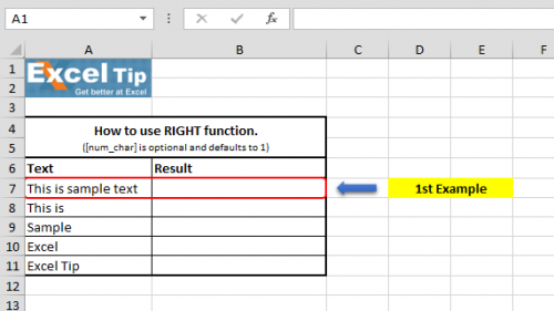 How to use RIGHT function in Excel