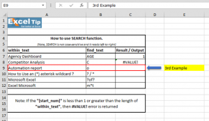 How to use SEARCH function in Microsoft Excel