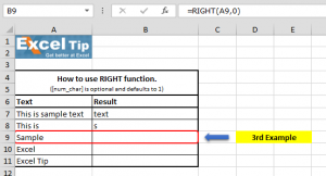How to use RIGHT function in Excel