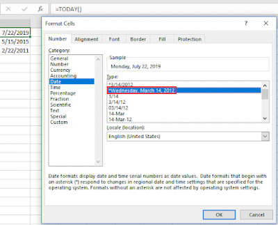 How to Get day name from Date in Excel