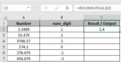 How to use the ROUNDUP function in Excel