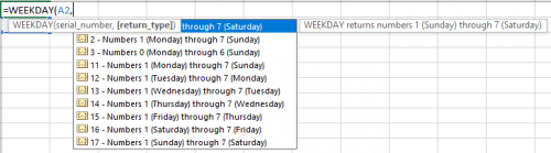 How to use WEEKDAY Function in Excel