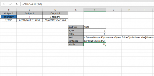 How to use Excel CELL function