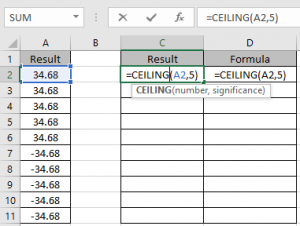 Excel CEILING function