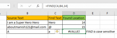 How to use the FIND Function in Excel