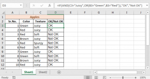 IF with AND and OR function in Excel