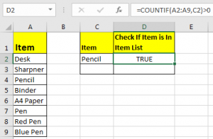 Check If Value Is In List in Excel