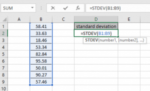 How to use the STDEV function in Excel