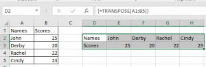 How to use the Excel TRANSPOSE function
