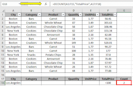 How to use the Excel DCOUNT function