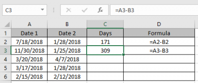 How to Get days between dates in Excel