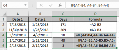 How to Get days between dates in Excel