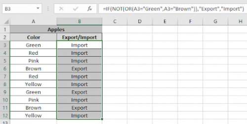 Perform IF not this or that using formula in Microsoft Excel