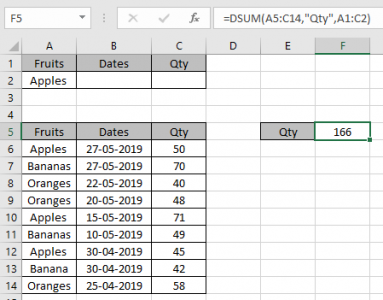 How to use the DSUM function in excel
