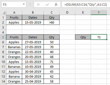 How to use the DSUM function in excel
