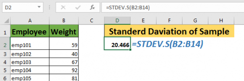 How to use the STDEV.S Function in Excel