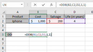 How to use the DDB Function in Excel