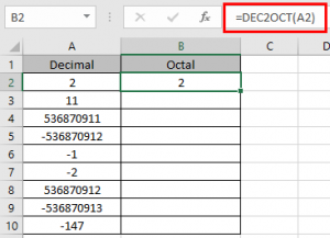 How to use the DEC2OCT Function in Excel
