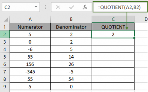 How to use the QUOTIENT function in Excel