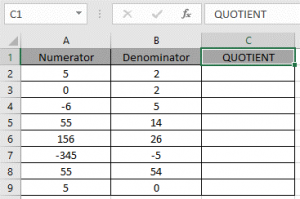 How to use the QUOTIENT function in Excel