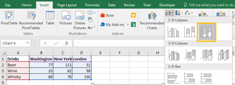 How to use Stacked Column Chart in Excel
