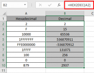 How to use the HEX2DEC Function in Excel